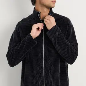 Our Legacy Shrunken Fullzip Polo - Phantom Stripe Velour